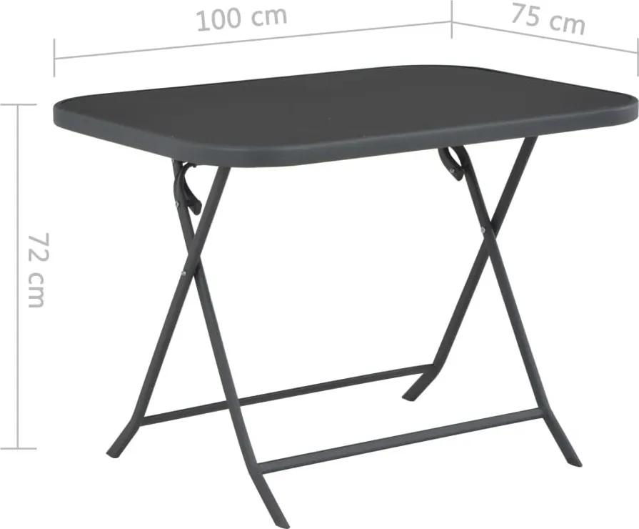 vidaXL Skládací zahradní stůl šedý 100 x 75 x 72 cm sklo a ocel [44711]