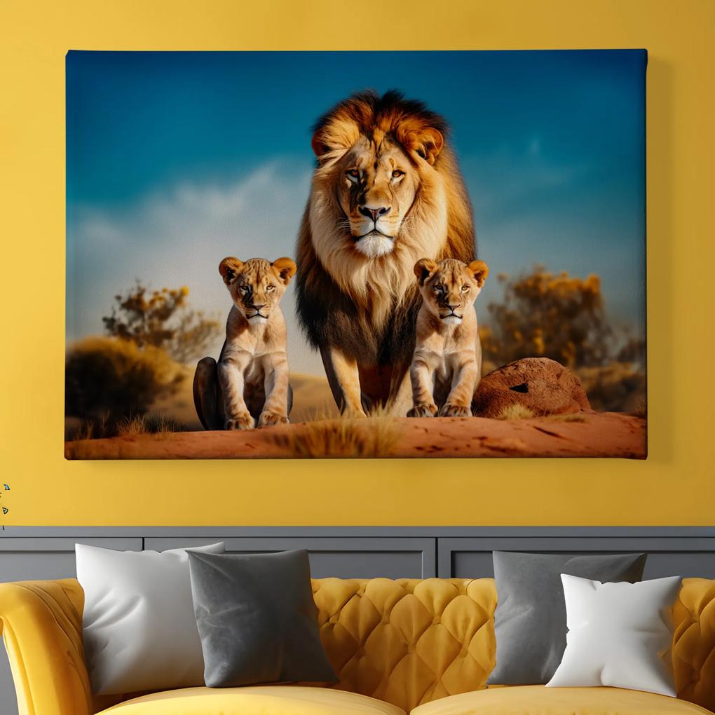 Obraz na plátně - Lví rodina se vyhřívá na slunci FeelHappy.cz Velikost obrazu: 60 x 40 cm