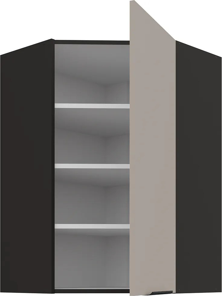 ARIA cb | horní kuchyňská skříňka 60x60 GN-90 1F (45°) rohová s policemi | 60x60 cm | VYSOKÁ | černá/béžová