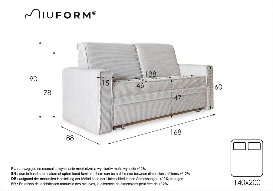 Bílá manšestrová rozkládací/s úložným prostorem pohovka 168 cm Lucky Lucy - II. jakost – Miuform