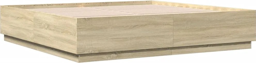 Rám postele s LED osvětlením dub sonoma 200 x 200 cm kompozit 3209585