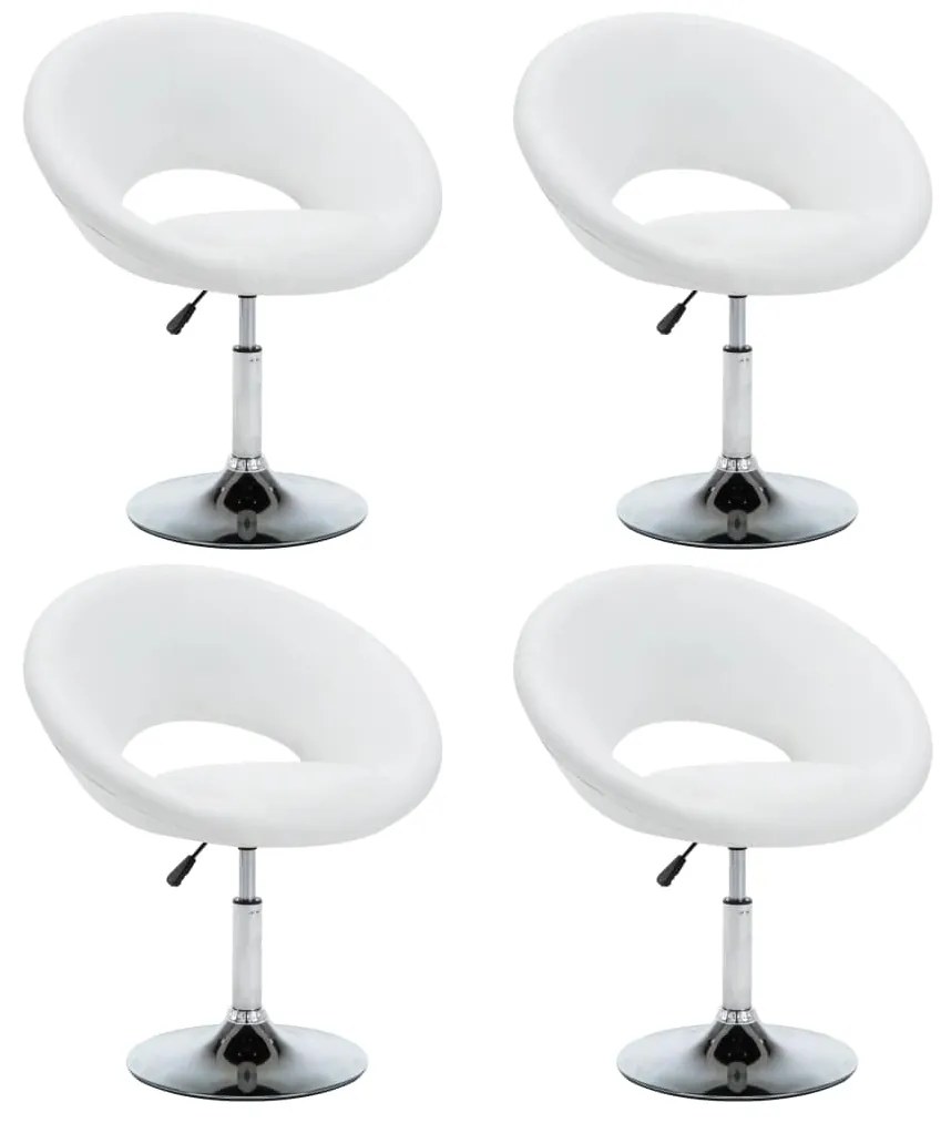 275596 vidaXL Otočné jídelní židle z umělé kůže 4 ks 74 x 63,5 x 89 cm bílé