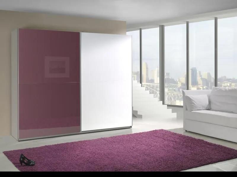 Maridex šatní skříň s posuvnými dveřmi Lux vysoký lesk / fialová
