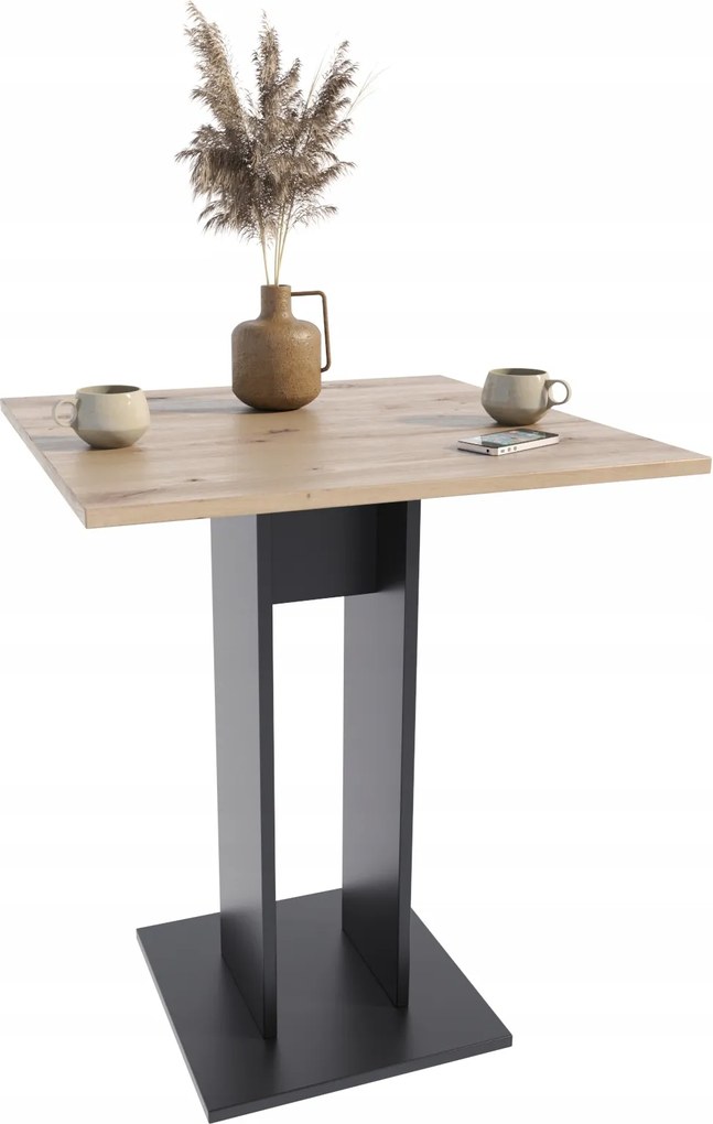 Kuchyňský barový stůl Jula 70 x 70 artisan/černý do kuchyně jídelny