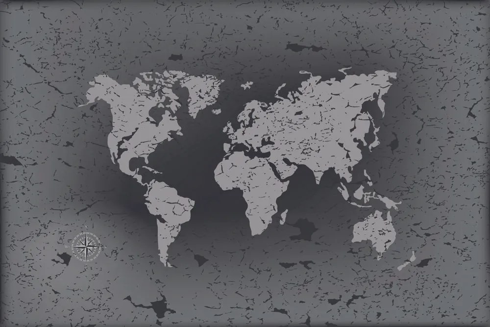 Tapeta stará mapa na abstraktním pozadí v černobílém - 225x150 cm