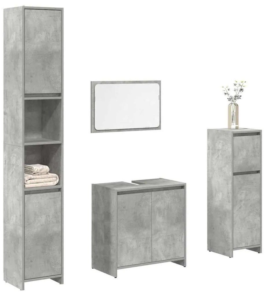 4dílný set koupelnového nábytku betonově šedý kompozitní dřevo 3324849