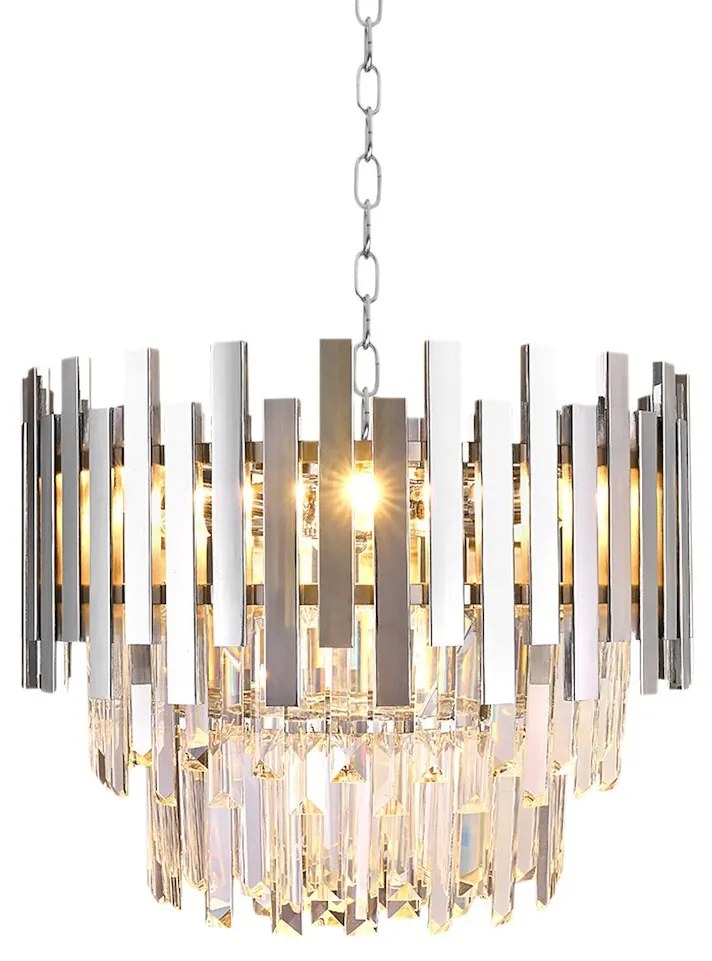 Lustr Aspen, 1x křišťálové/chromové kovové stínítko, (fi 45cm), ch