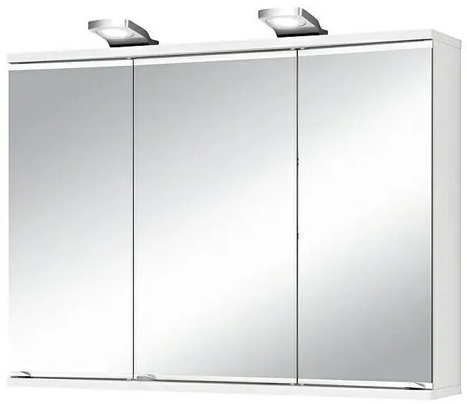 LED zrcadlová skříňka Jokey Lena / 80 x 64 cm / LED osvětlení / vypínač / zásuvka / bílá