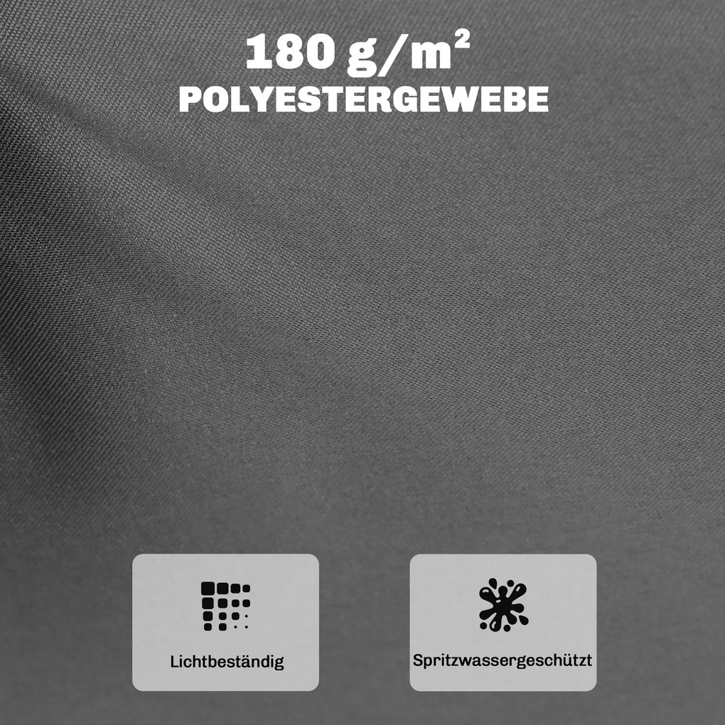Voděodolný polštář na lavici, venkovní polštář na sezení se snímatelným potahem a upevňovacími popruhy pro zahradu a terasu, 110 x 46 cm, tmavě šedý