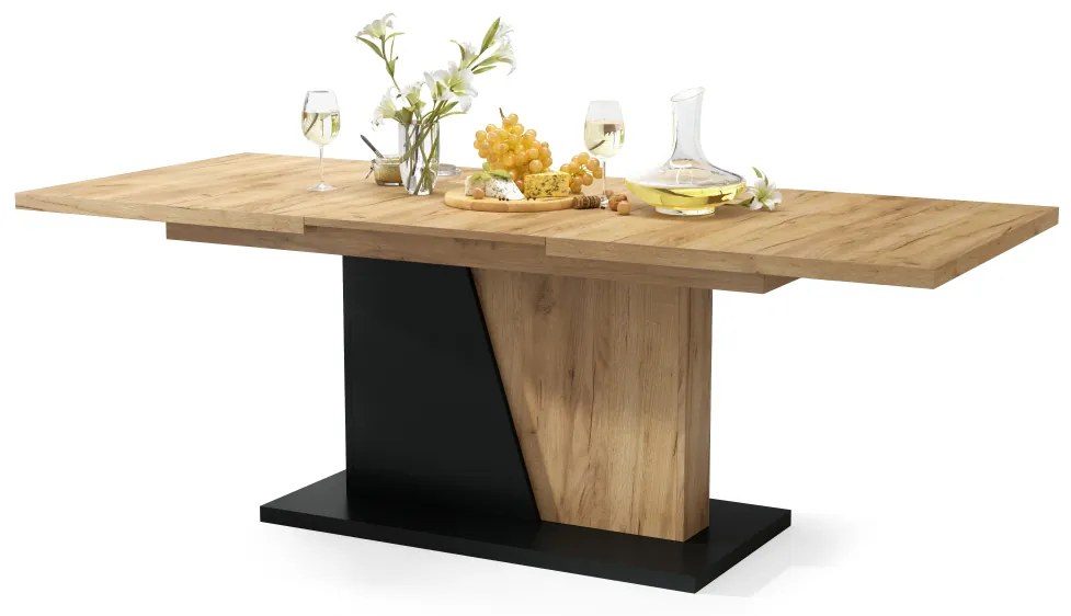 Mazzoni NOBLE NOIR Dub Craft Zlatý/Černý Mat - ROZKLÁDACÍ STŮL až DO 218 cm!