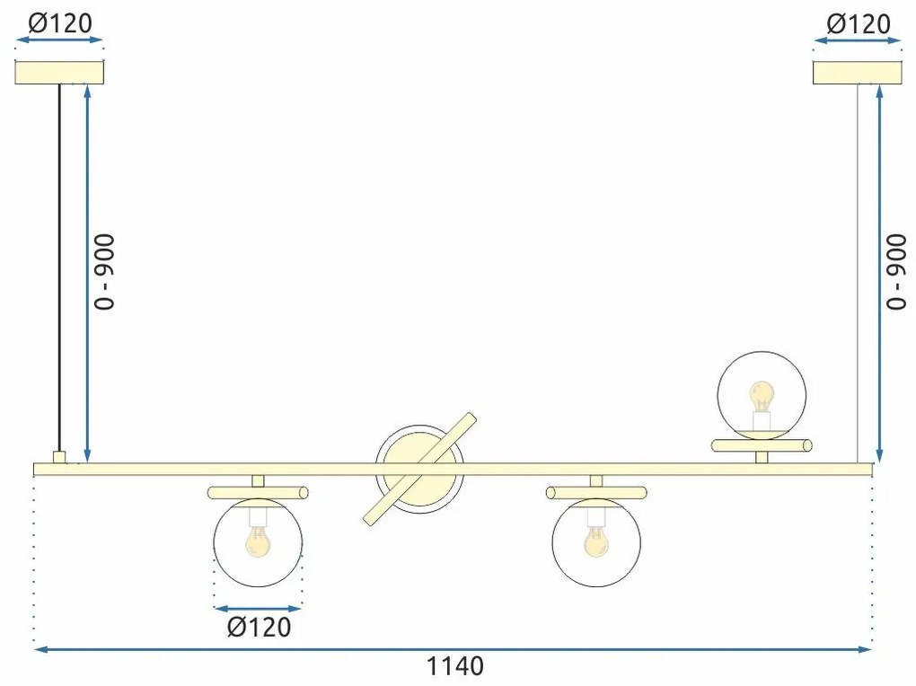 Toolight Moderní závěsné osvětlení APP1665-4CP Gold