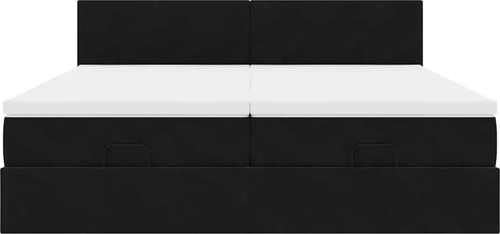 Osmanský rám postele s matrací černý 200x200cm samet 3312064
