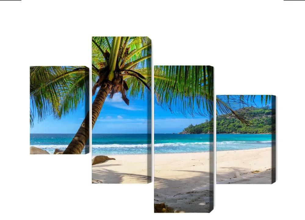 Vícedílný obraz Tropická Pláž S 3D Palmou Nedostatek Nedostatek Přírodní plátno 160x100