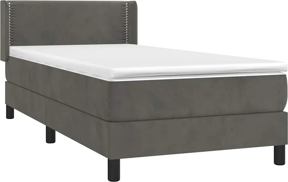 Box spring postel s matrací tmavě šedá 90x190 cm samet 3130872