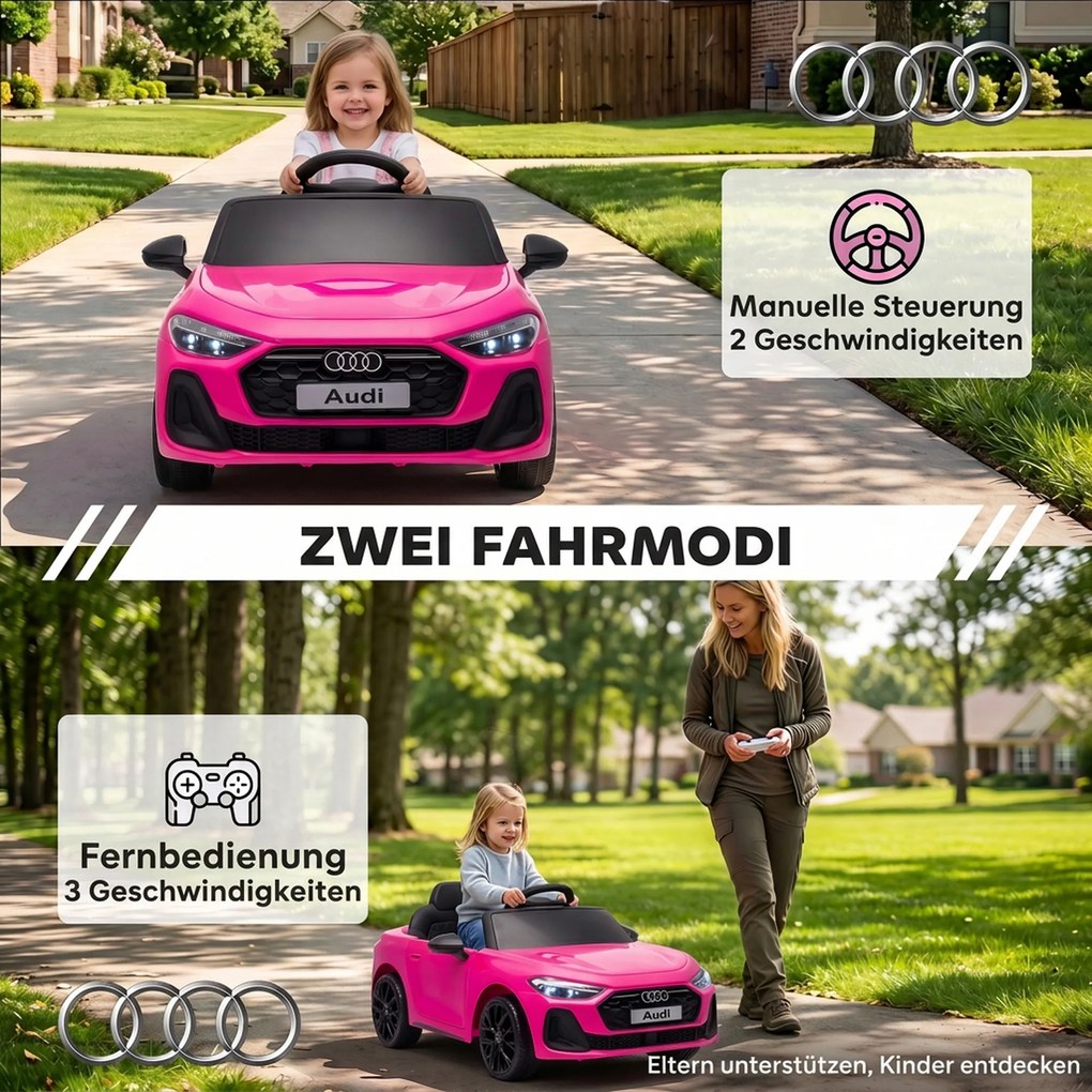 AIYAPLAY Dětské elektrické auto Audi A5L 12V dětské auto s 2,4 G dálkovým ovládáním, 2 motory, lithium baterie, měkký start, 4× pružení 370-511V90PK