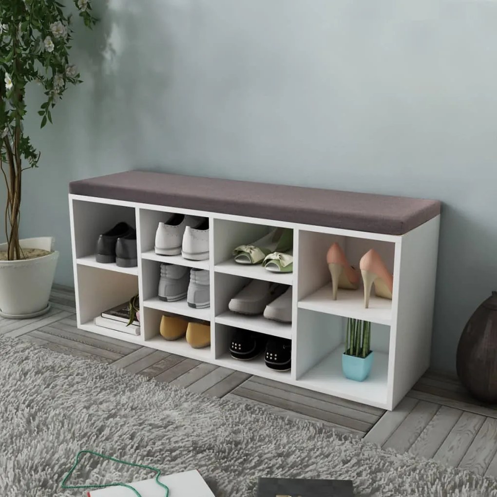 Lavice na boty 10 přihrádek bílá 242554