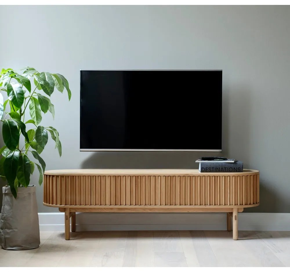 TV stolek v dekoru dubu v přírodní barvě 160x48 cm Carno – Unique Furniture
