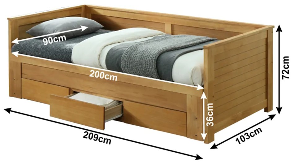 Jednolůžková rozkládací postel 90 cm Greta (s rošty). 1001753