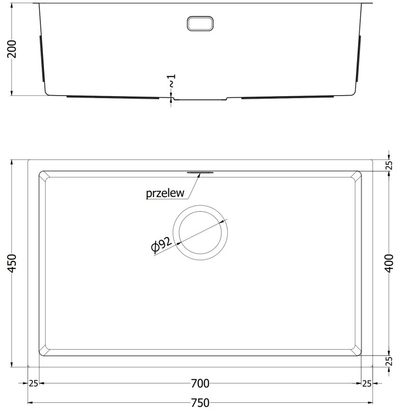 Mexen Trixo, 1-komorový nerezový dřez 750 x 440 mm, broušená měď, vzor voština, 6415751000-65HC