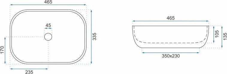 REA Umyvadlo na desku Livia Grey Matt REA-U3801 - Rea