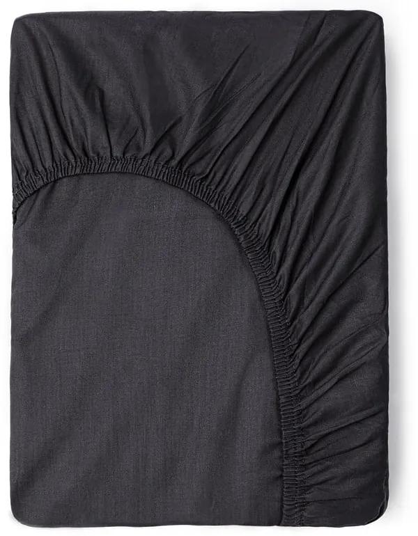 Tmavě šedé bavlněné elastické prostěradlo Good Morning, 90 x 200 cm