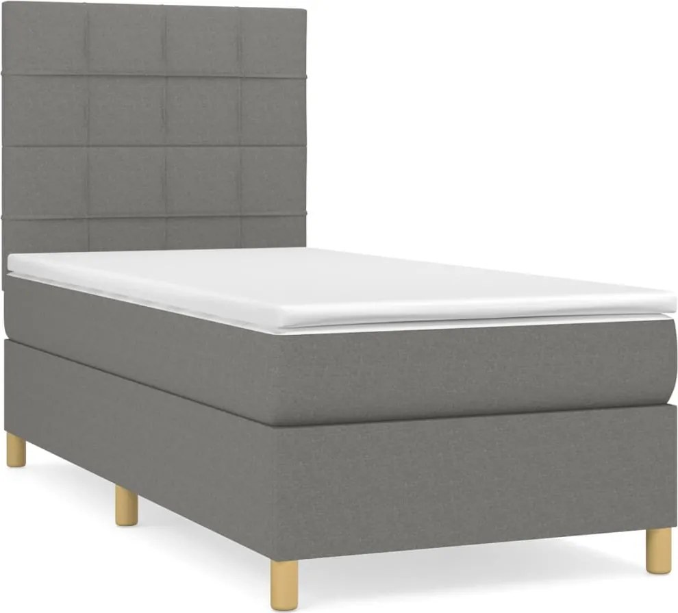 Box spring postel s matrací tmavě šedá 100 x 200 cm textil 3142314