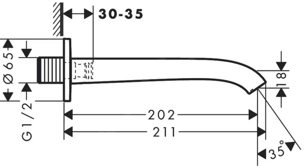 Hansgrohe Vivenis, vanový výtok, černá matná, HAN-75410670