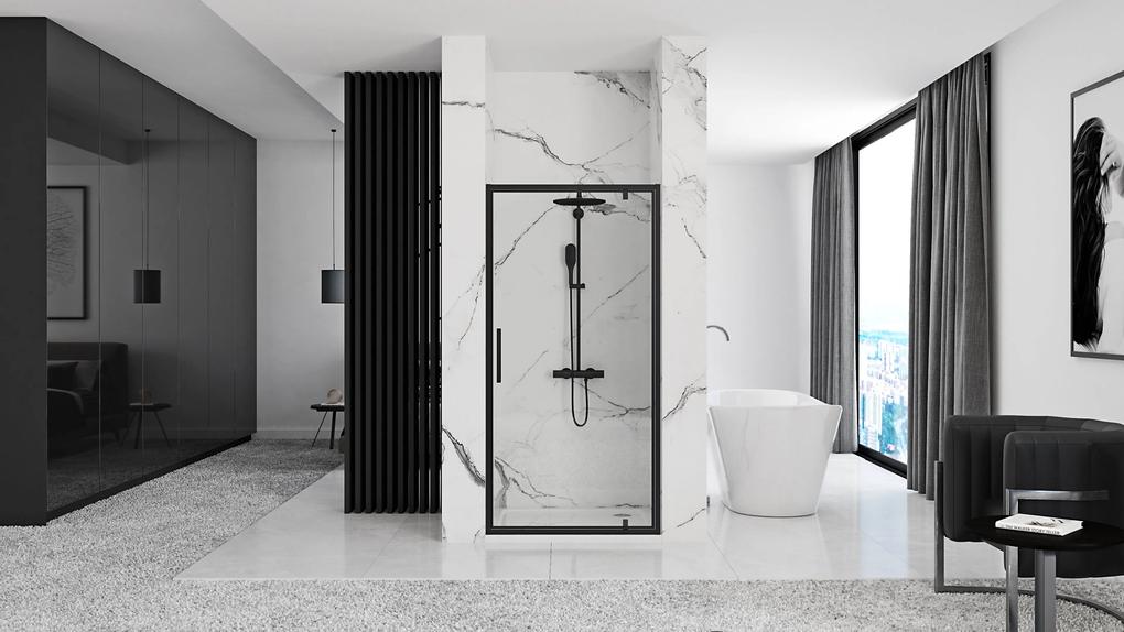 Jednokřídlé sprchové dveře REA RAPID SWING pro instalaci do niky 100 cm, černé