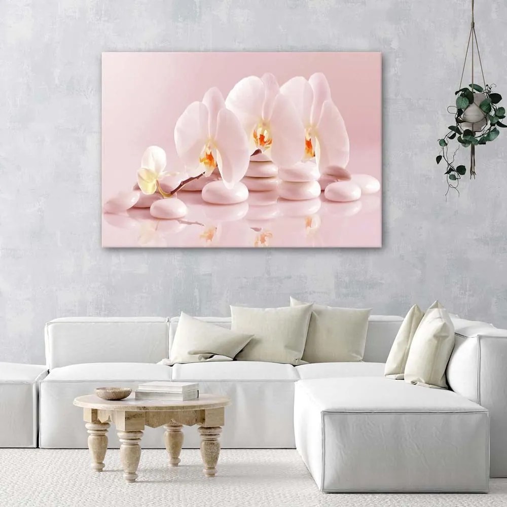Obraz na plátně Orchidejové květinové zenové lázně - 100x70 cm