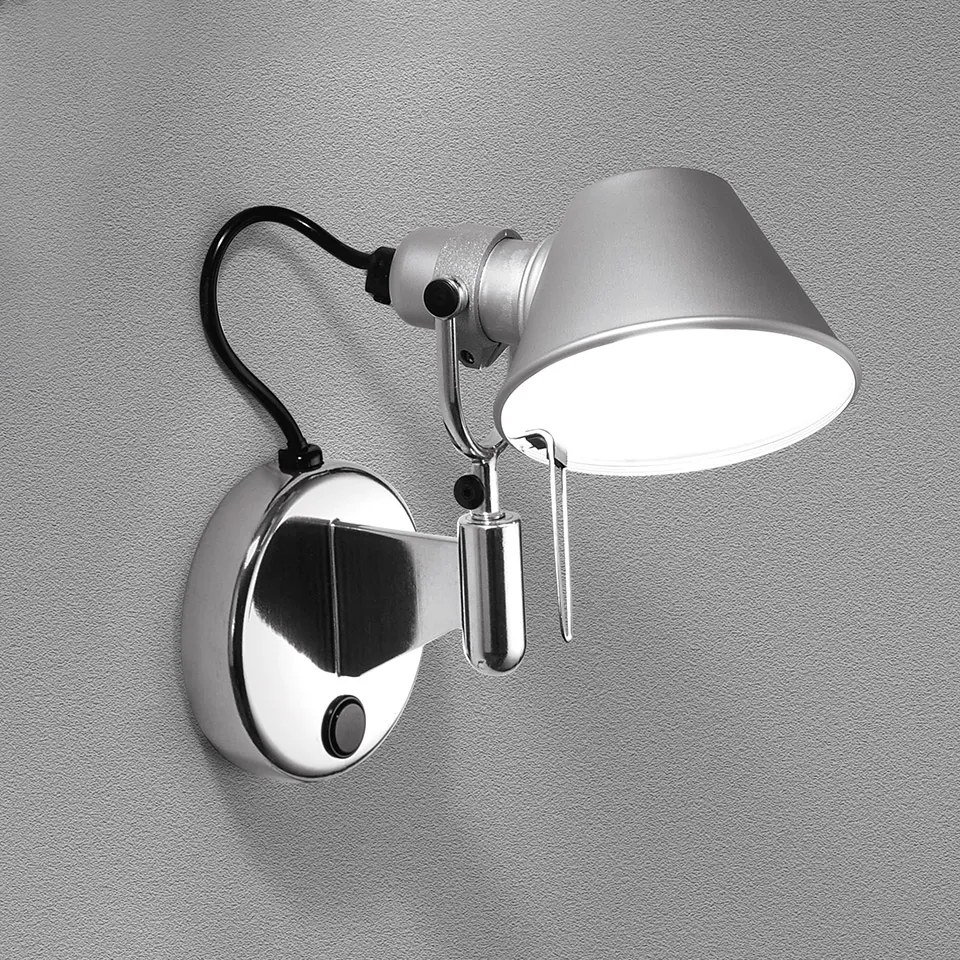 Artemide A044050 Tolomeo Micro Faretto Halo, nástěnné designové svítidlo s vypínačem, 1x60W E14, hliník