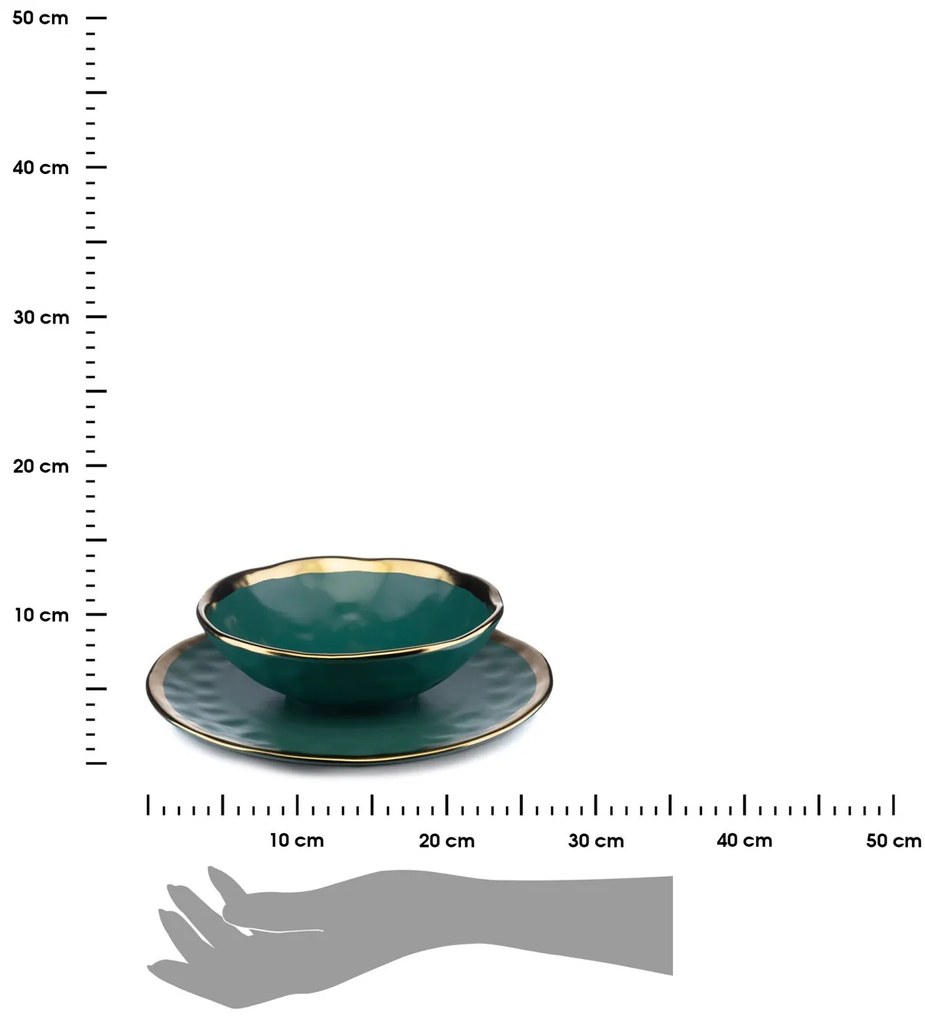 Keramická sada talířů Lissa Green Gold 8ks