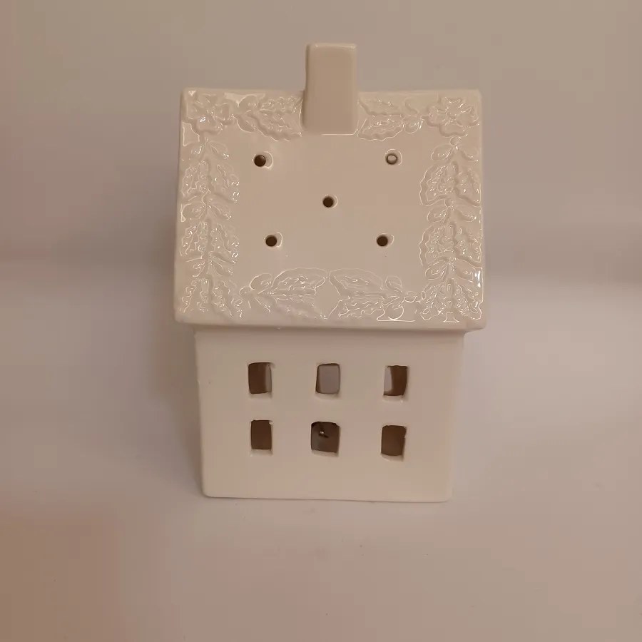 LED dekorace keramický domeček 10,6 × 8,7 × 16,8 cm, teple bílá, 2× LR44