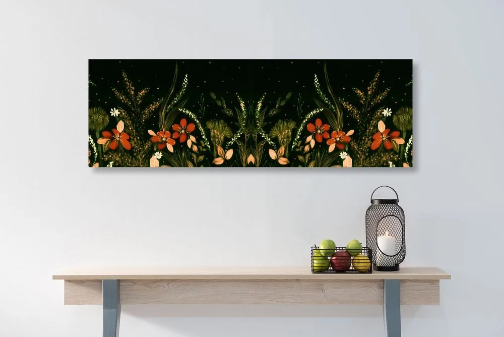 Obraz s květinovým ornamentem Varianta: 120x40