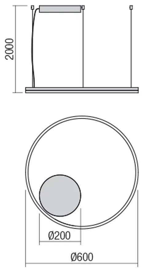 Redo 01-1711 závěsné LED stmívatelné svítidlo Orbit bronz, 42W, 3000K, ø60cm