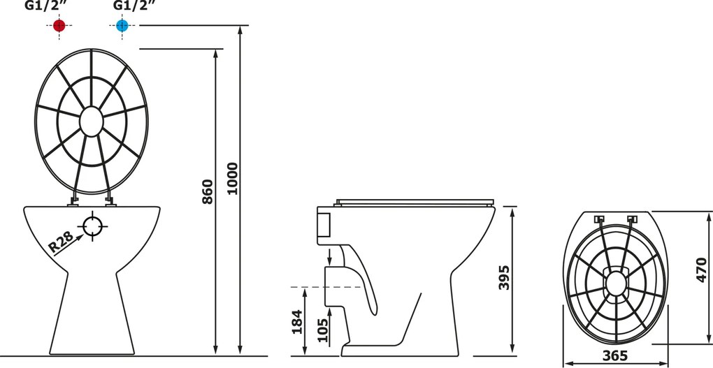 Aqualine keramická výlevka samostatně stojící s roštem zadní odpad bílá 36x47 cm VKS02