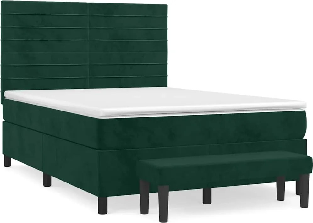 Box spring postel s matrací tmavě zelená 140x200 cm samet 3137908