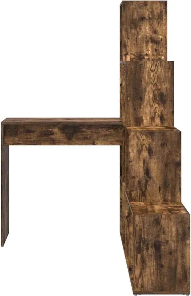 Rohový psací stůl s policí Kouřový dub 101,5 x 149,5 x 149,5 cm 3337245