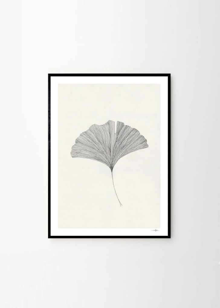 THE POSTER CLUB Autorský plakát Ginkgo Leaf by Ana Frois A4, krémová barva, papír