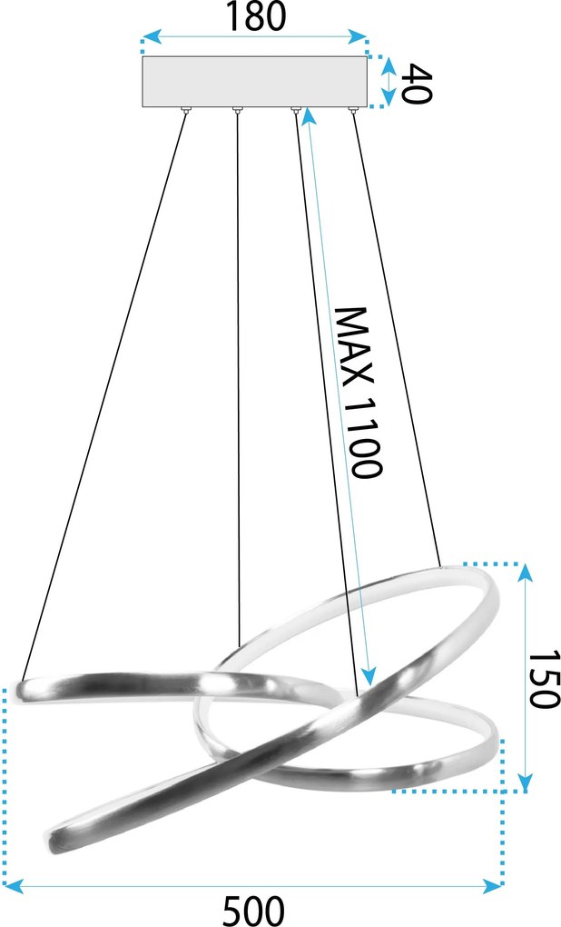 Toolight Toolight, LED závěsné svítidlo 50cm, 32W, G005-CP, zlatá lesklá, OSW-09746