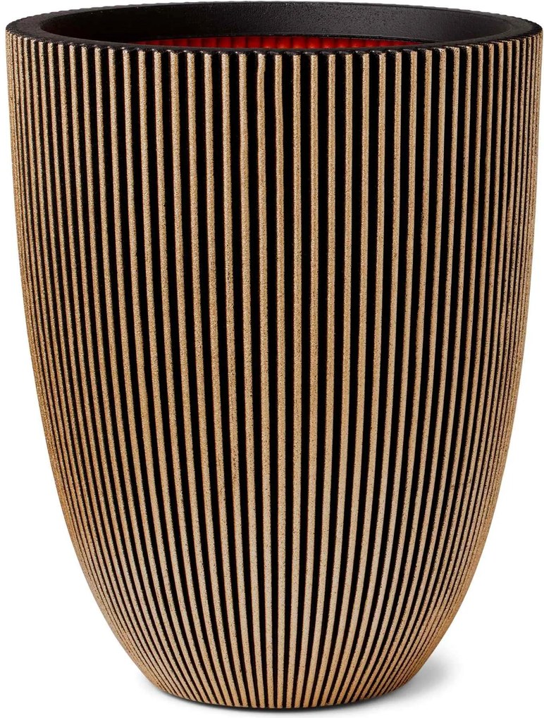 Capi Nature Groove NL Vase Elegant Low Black Gold Ø 34 cm / V 46 cm