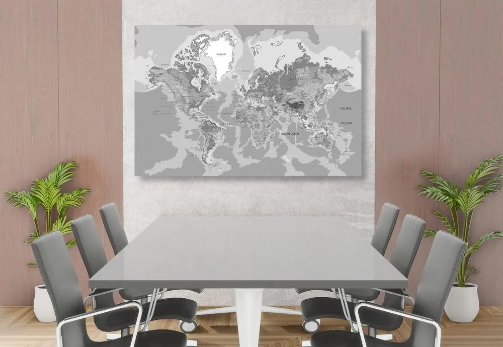 Obraz klasická mapa světa v černobílém provedení Varianta: 60x40