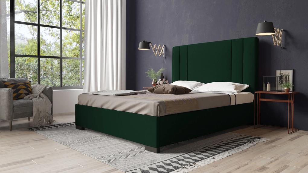 Eka Čalouněná postel Berry - Riviera 160x200 cm Barva látky Riviera: Bordo červěná (59), Úložný prostor: S dřevěným rámem úložného prostoru