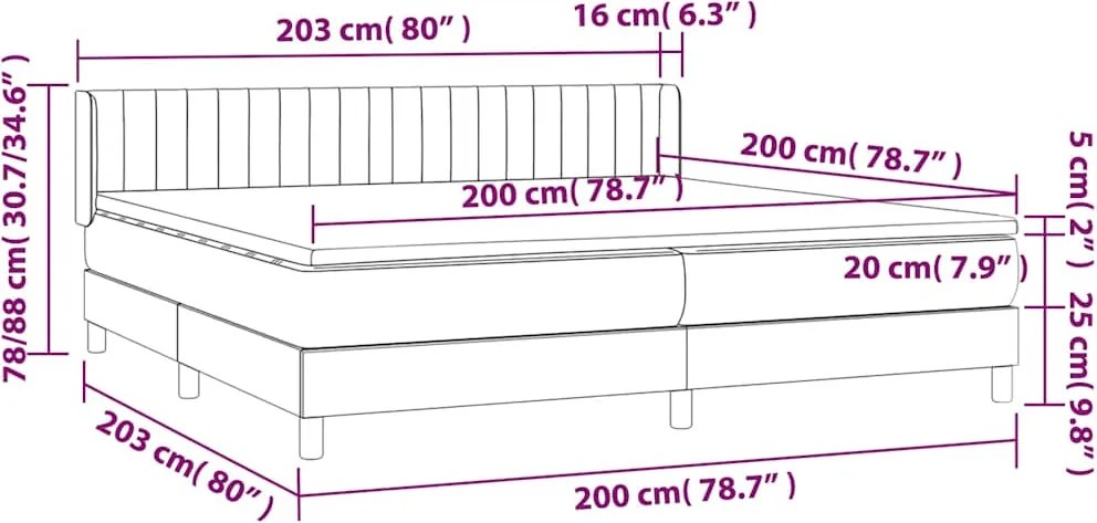 Box spring postel s matrací černá 200x200 cm samet 3131101