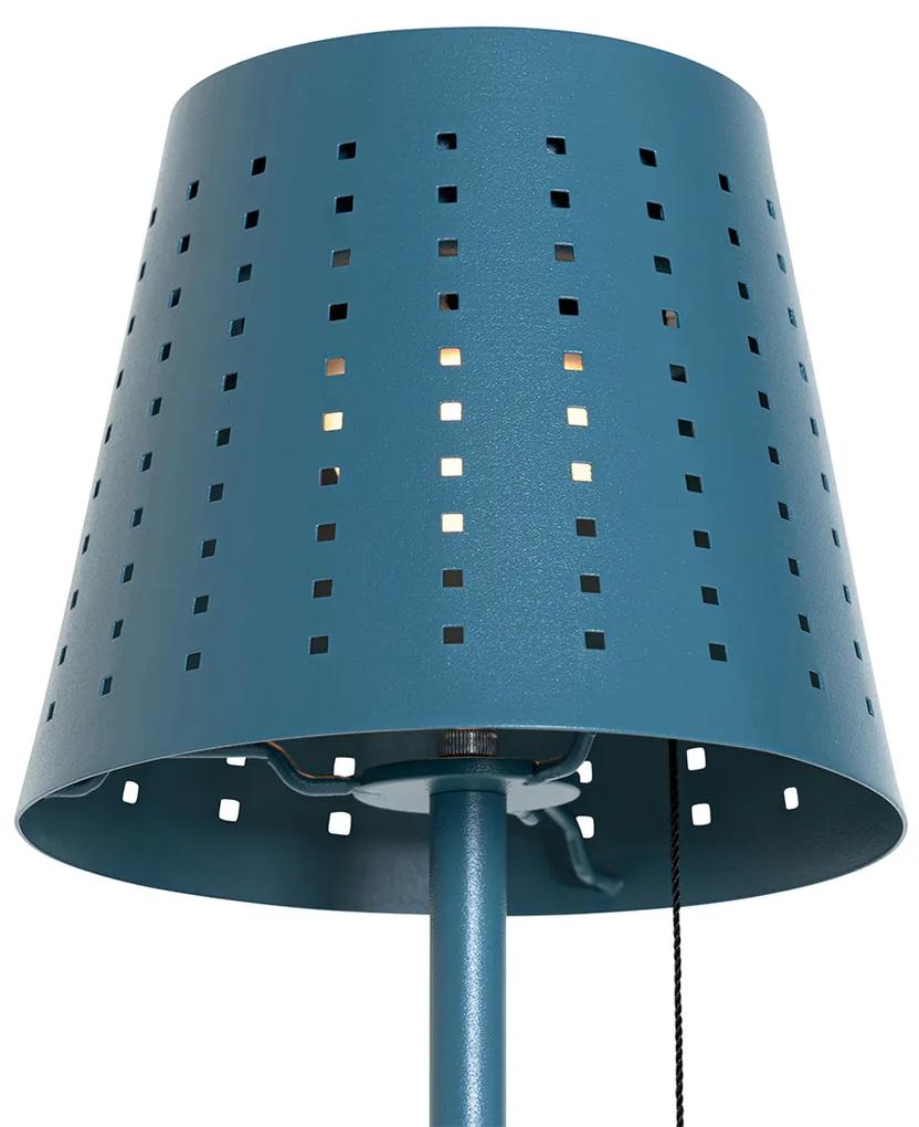 Venkovní stojací lampa modrá včetně LED 3-stupňové stmívatelné na solární energii - Ferre