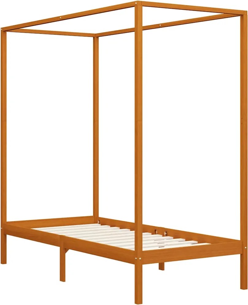 Rám postele s nebesy medově hnědý masivní borovice 90 x 200 cm 283256