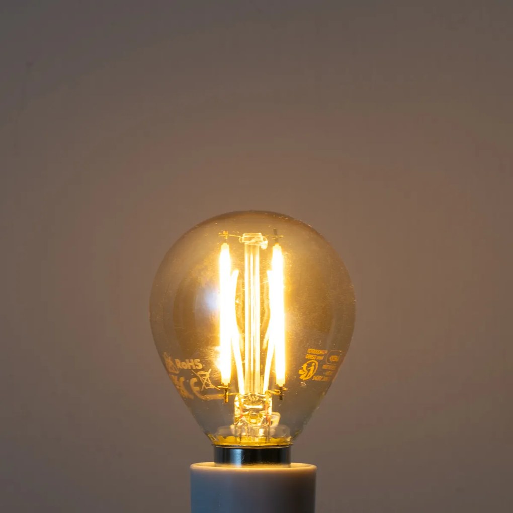 Sada 5 stmívatelných LED žárovek E14 G45 zlatých 4W 330 lm 2100K