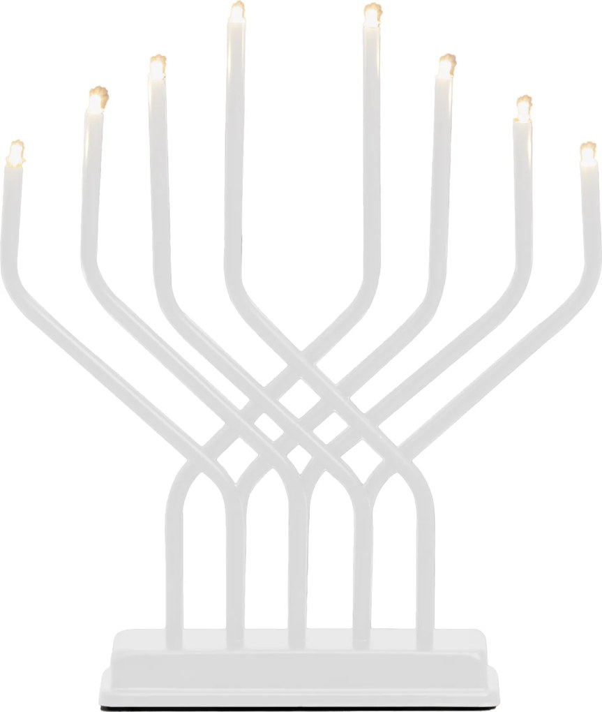 Adventní LED svícen, 8 světel, 32 × 27 cm, bílá