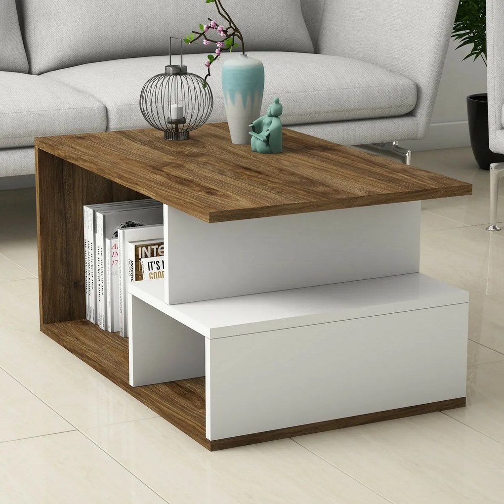 Konferenční stolek Arte White and Dark Walnut