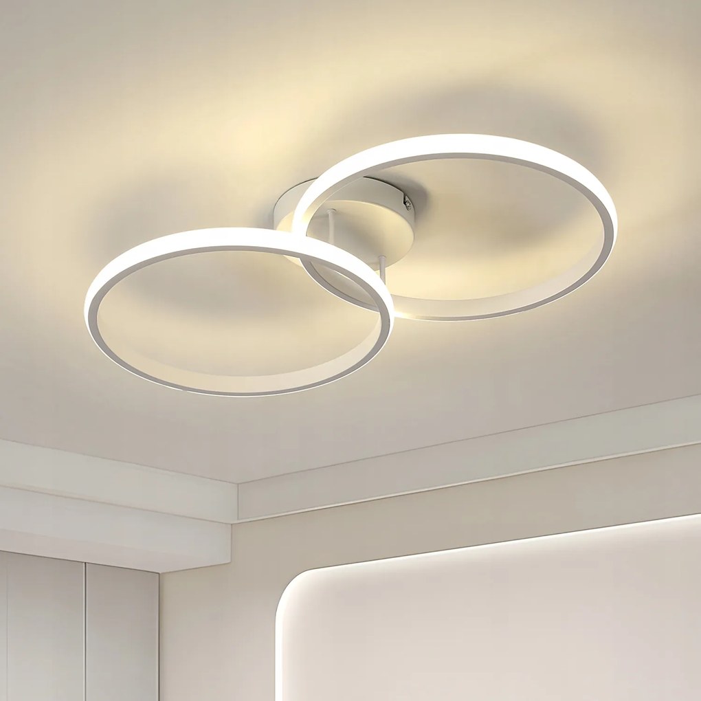 Lampa Sufitowa Plafon Led Ring Biały 2 -světelné Body 4500K Do Salonu 4100LM