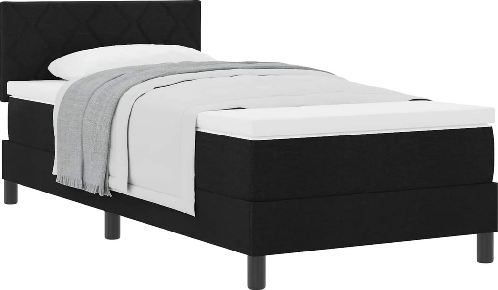 Postel s boxspringem s čelo Černý 90 x 200 cm textil 3338736